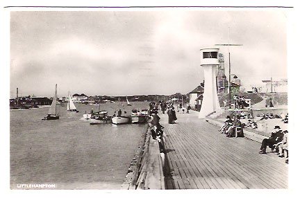 Real Photo Postcard (RPPC) of lighthouse on Littlehampton East Pier ...
