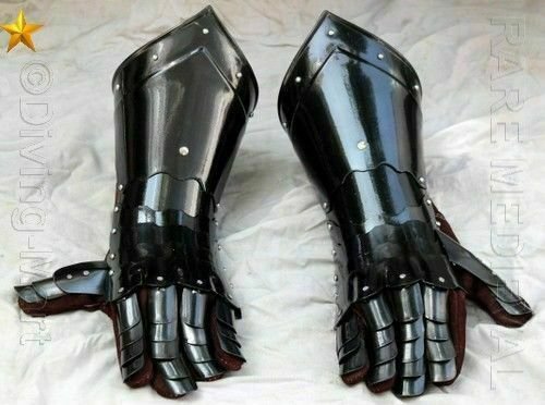 Medieval Knight Black Gauntlets ~ Armor Larp Gloves ~Hand Forged ...