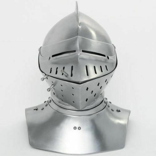 Knight Medieval Full Face helmet ~ Greek larp Halloween Crusader Armor ...