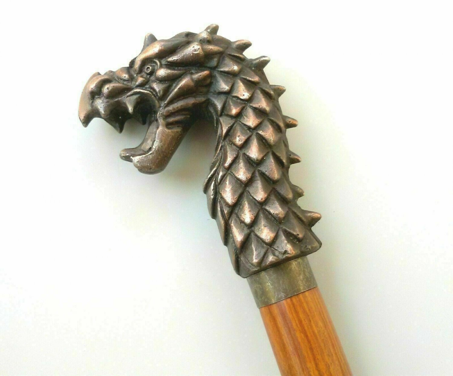 Nautical Victorian Dragon Head Handle Antique Vintage Wooden Walking ...