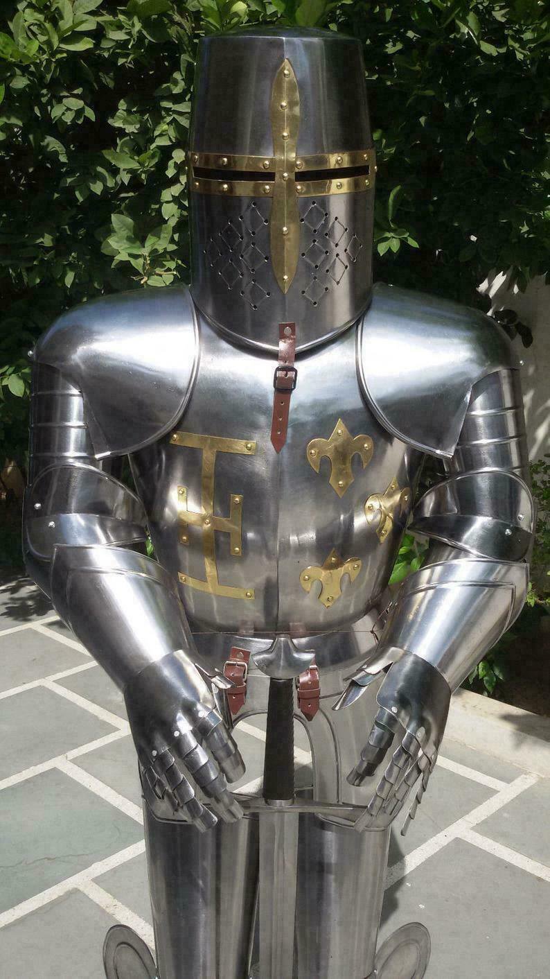 Medieval Knight Templar Armor suit ~ Larp Cursader Combat Full Body ...