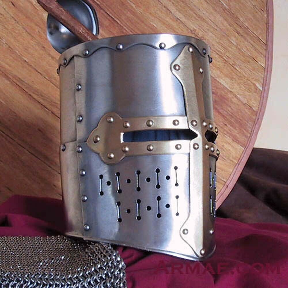 Medieval Great Templar Helmet ~ sca~jousting~Larp~knight~Hand-Forged helmet