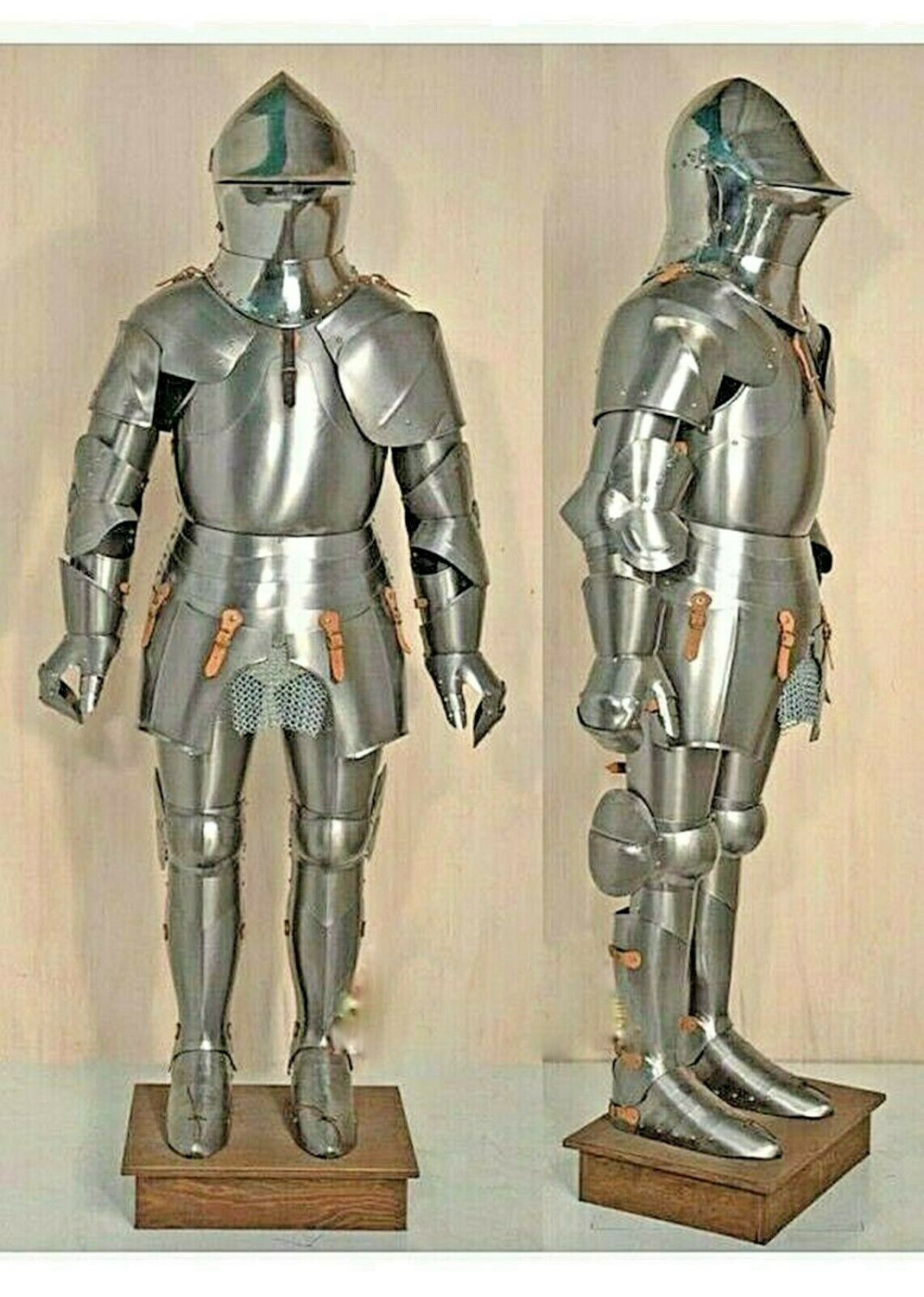 Medieval Full face Armour suit, Halloween Larp Wearable Combat Steel ...