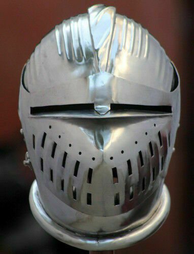 Medieval Bascinet Helmet with plume ~jousting~Larp~knight~armor~Hand-Forged