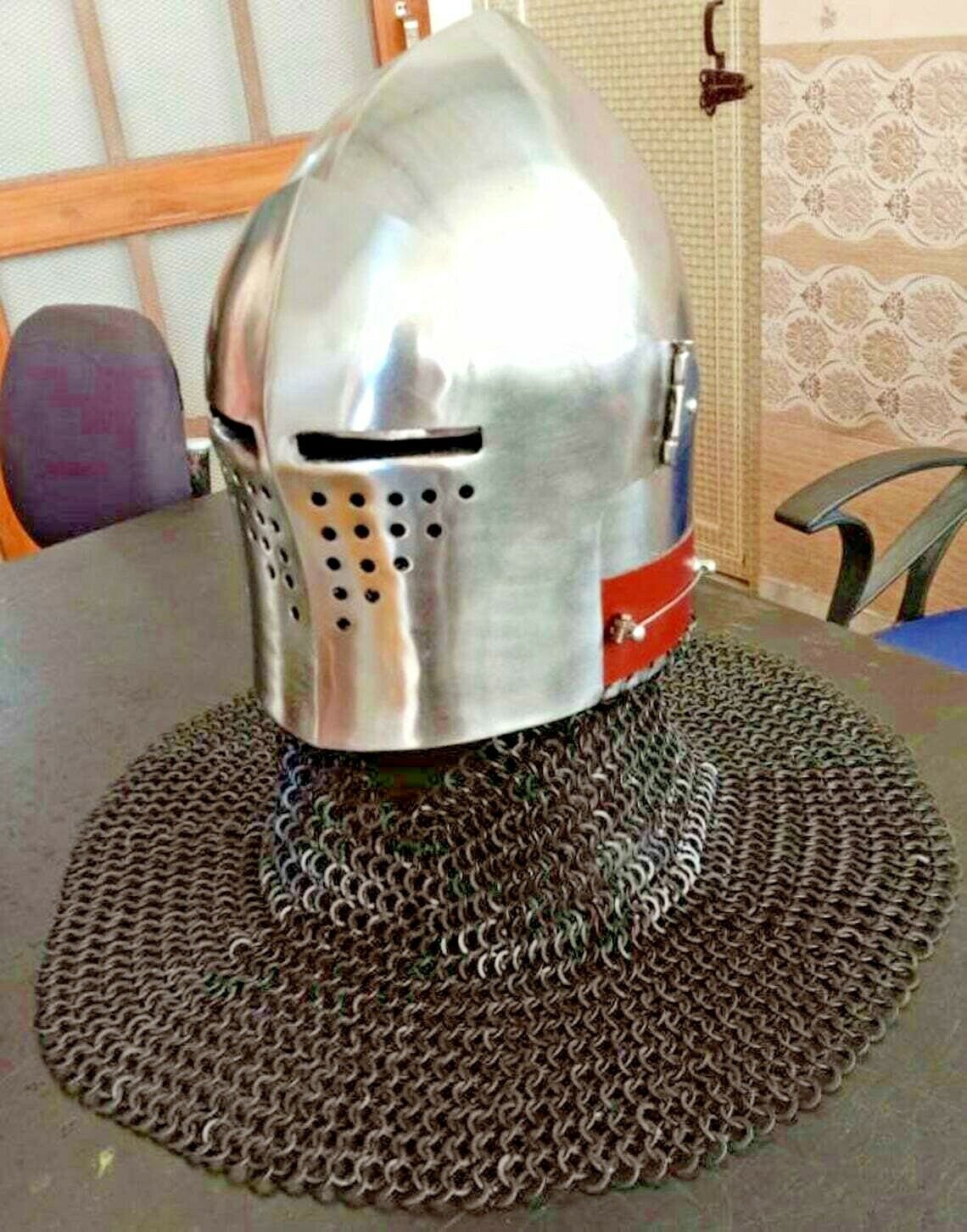Medieval Viking Chainmail Helmet Knight Crusader Armor Costume ...