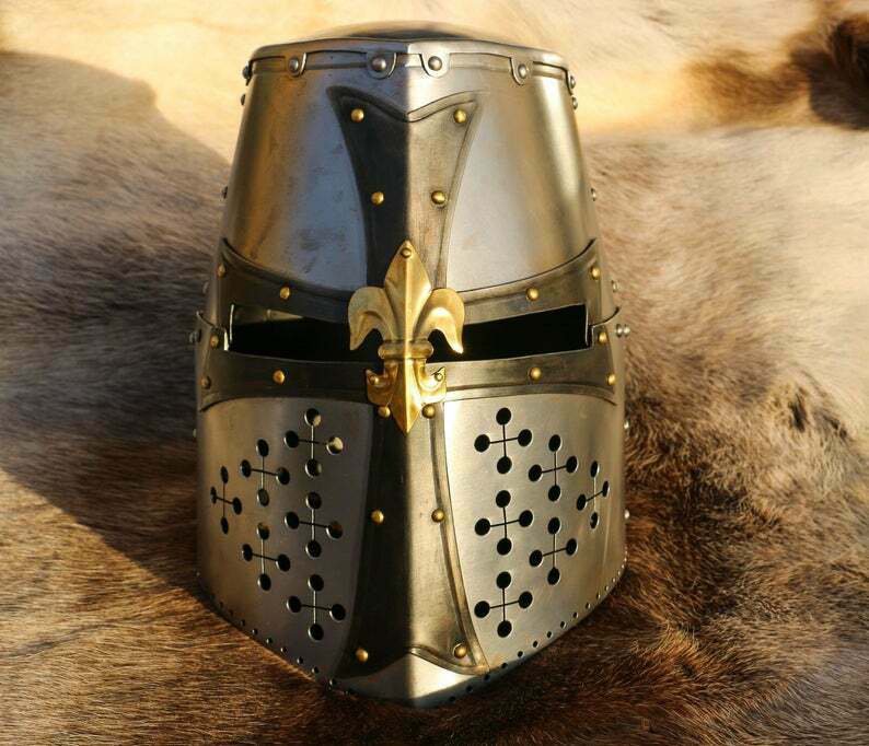 Medieval Great Templar Helmet ~ sca~jousting~steel helm~knight~Hand-Forged