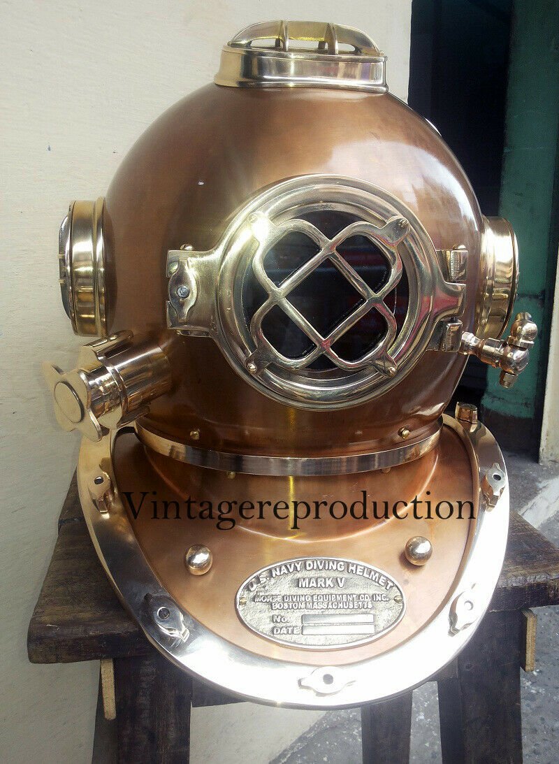 US Navy diving divers helmet ~Deep Sea Scuba ~Mark V~Copper Finish ...