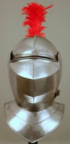 Medieval Bascinet Helmet with plume sca~jousting~Larp~knight~armor~Hand ...