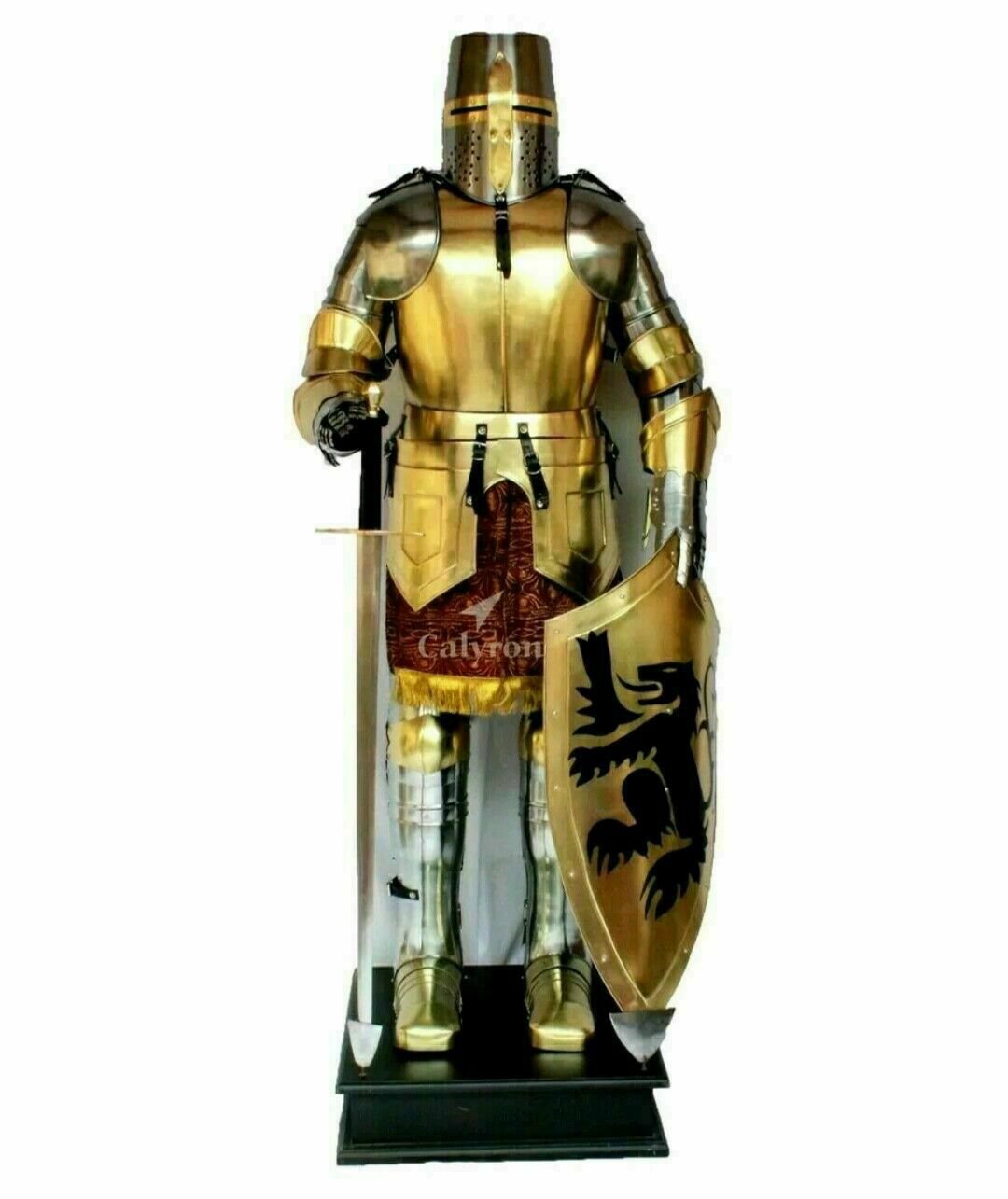 Medieval Templar Armour Suit with Sword Knights Wearable Brass Finish ...
