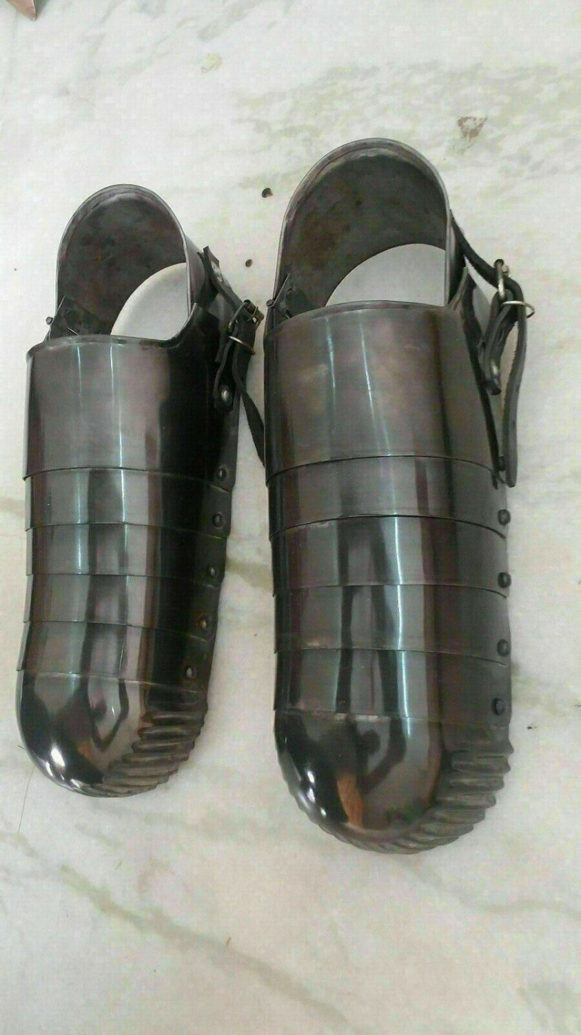 Armor Shoe Pair ~ Medieval Knight Crusader Spartan ~ Black Steel Armour ...
