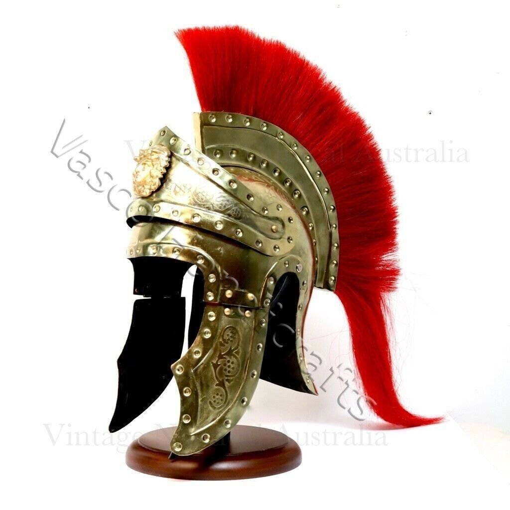 Antique Medieval Roman Centurion Vintage Helmet Armor Red Crest-Plume ...