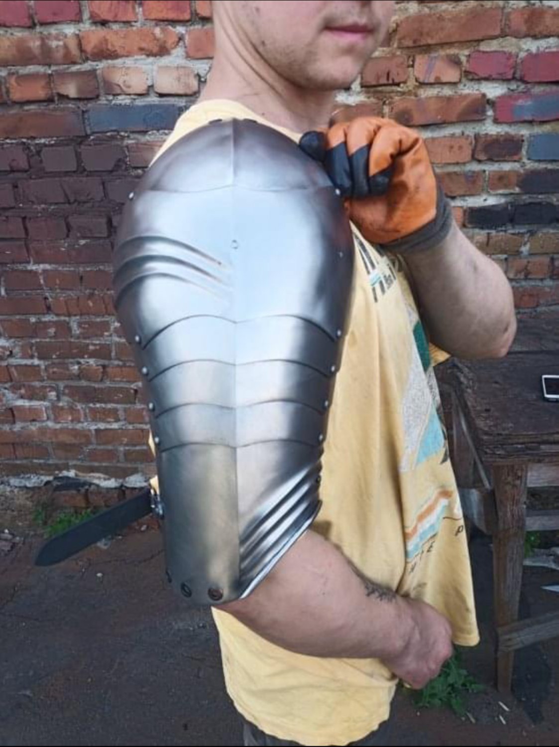 Medieval Armor Suit Arm Shoulder Guard~ Knight Battle Steel Larp Arm ...