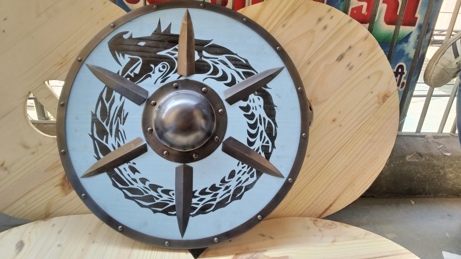 Medieval Viking armor Dragon Shield Ragnar Battle Ready knight Wooden ...