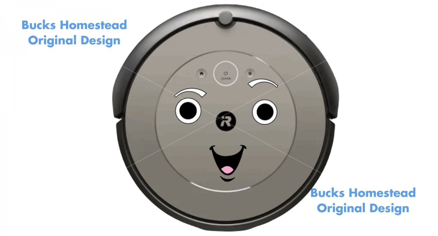 Happy Robot Face Decals Floor Vac Roomba iRobot Bissell Shark Vacuum ...