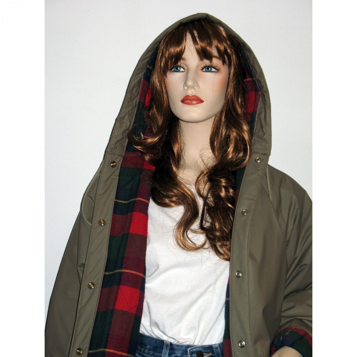 Warm Winter PVC Rain Coat Raincoat with Quilted Plaid Lining and Hood ...