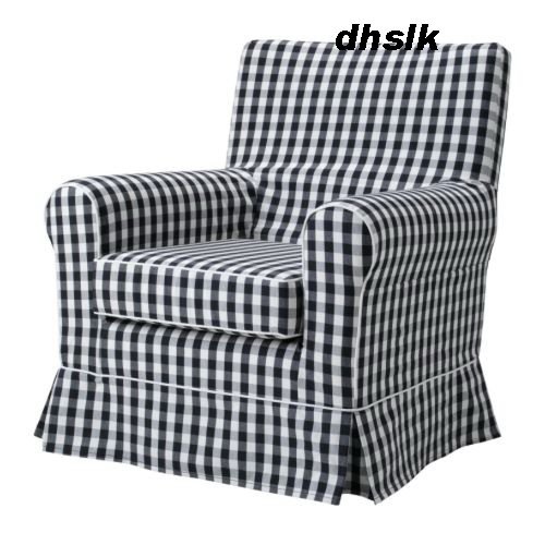 Ikea Ektorp Jennylund Armchair Slipcover Chair Cover Stoarp Black White Checks New