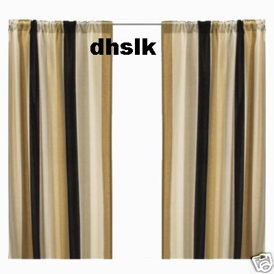 IKEA Stockholm Rand Curtains Drapes STRIPE BROWN BEIGE Velvet New