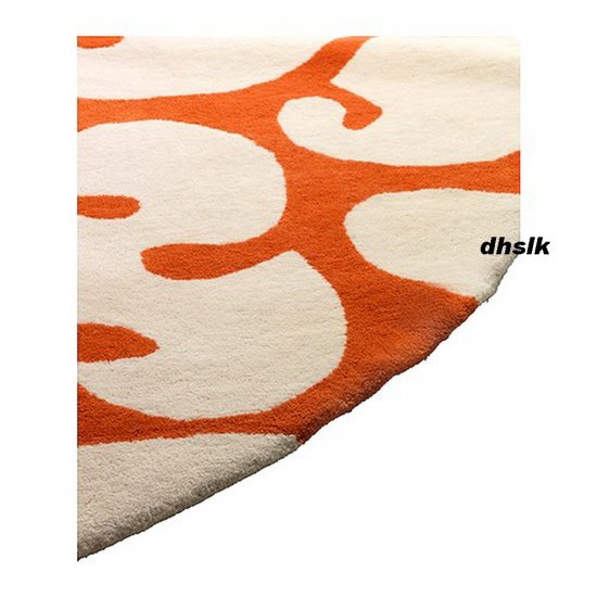 IKEA Andrea Rund AREA RUND Round Area RUG 100% Wool ORANGE SWIRL Modern ...