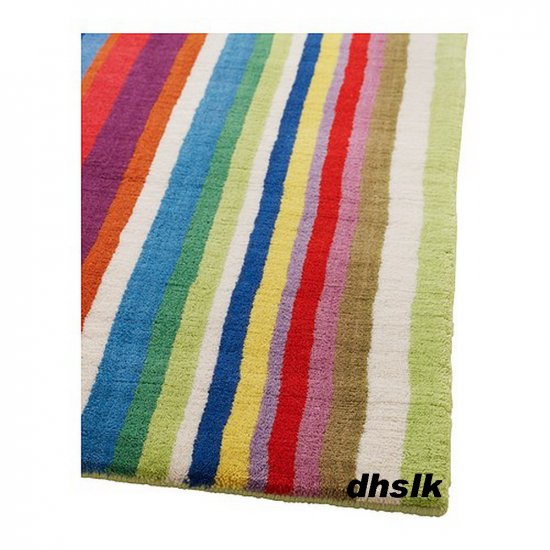 IKEA Strib Bright STRIPES Area RUG 100% Wool MULTICOLOR Modern New