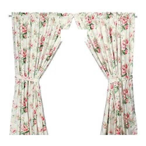 IKEA Emmie Romantic Roses CURTAINS DRAPES English Country PINK Floral ...