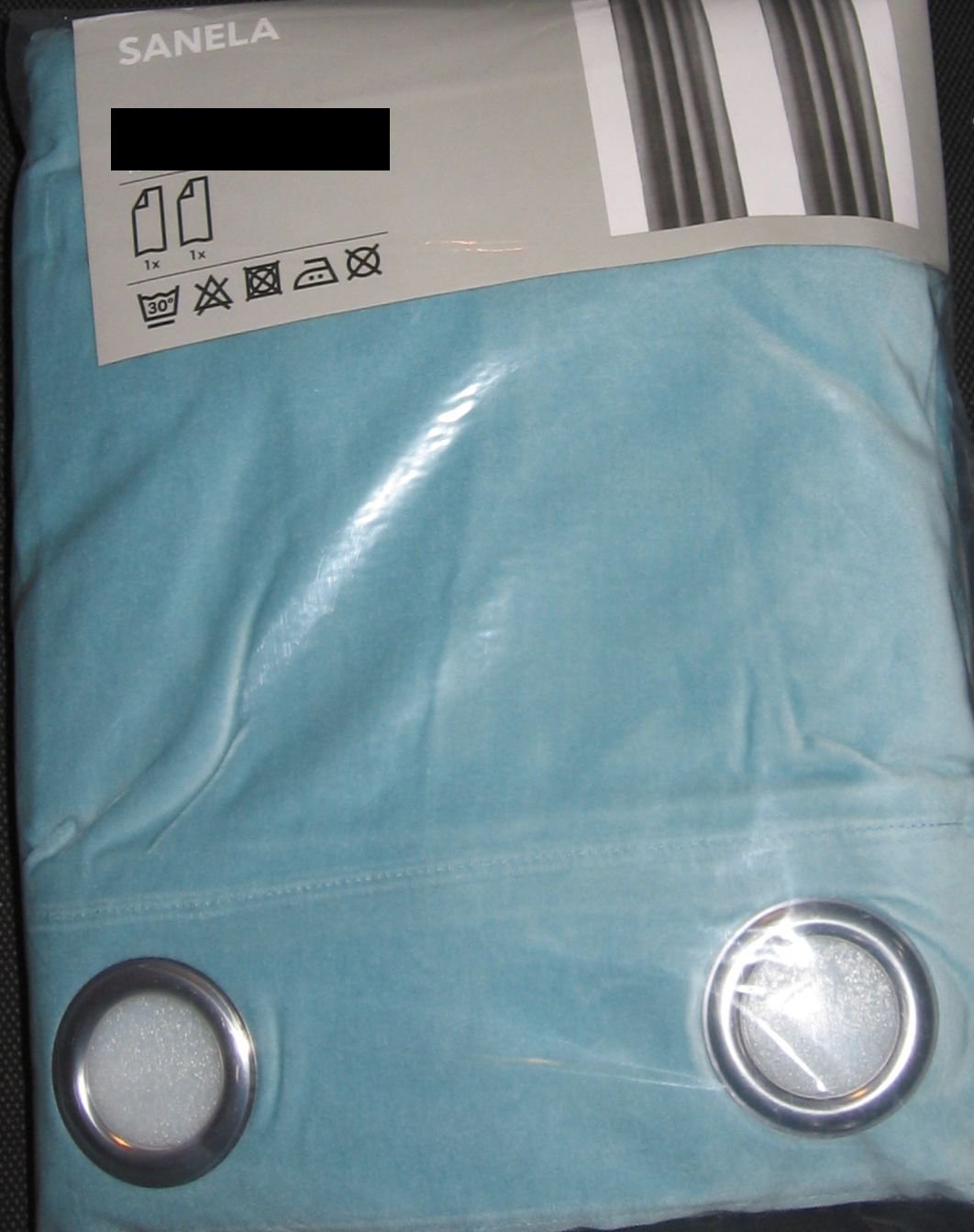 IKEA SANELA CURTAINS Drapes 2 Panels LIGHT TURQUOISE VELVET 98" s