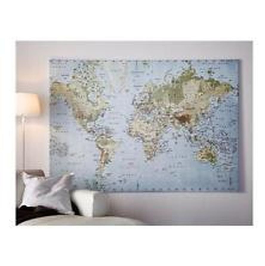 IKEA Premiar WORLD MAP Canvas WALL ART Print and Frame HUGE PREMIÄR ...