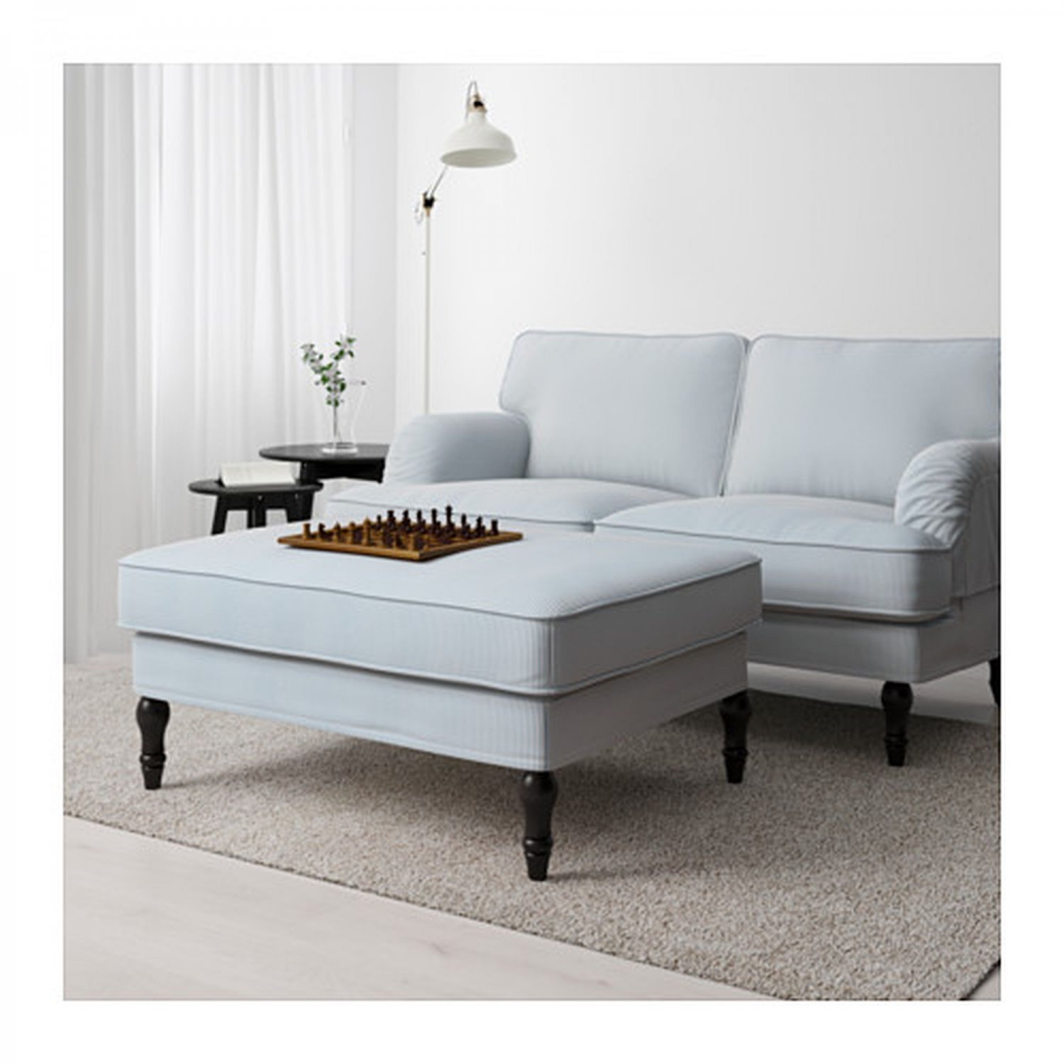 IKEA Stocksund Footstool SLIPCOVER Ottoman Cover REMVALLEN Blue White ...
