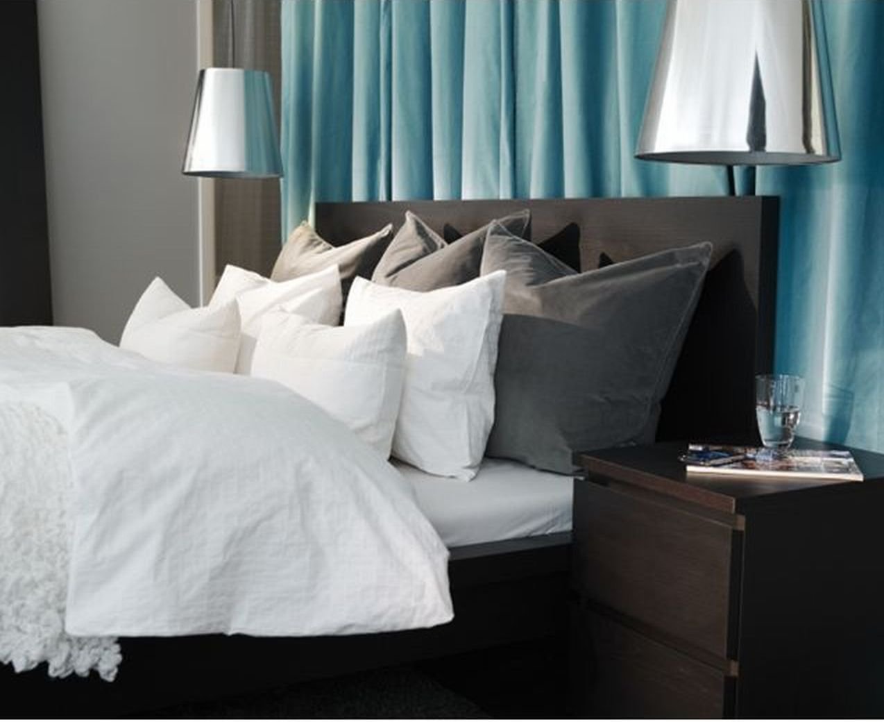 IKEA SANELA CURTAINS Drapes 2 Panels LIGHT TURQUOISE VELVET 98" s