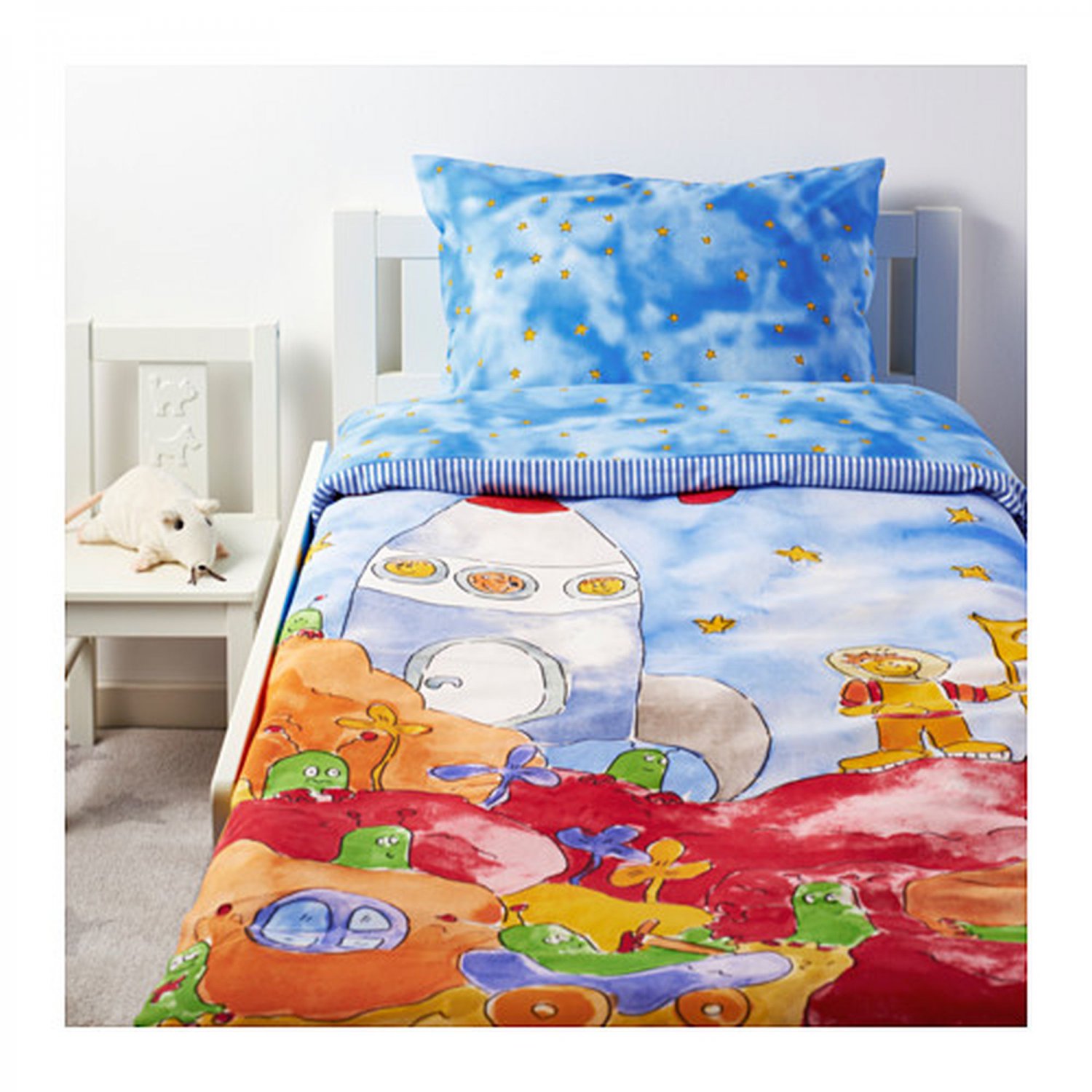 IKEA Rymdbas TWIN Duvet COVER Pillowcase Set ROCKET Astronaut Space ...