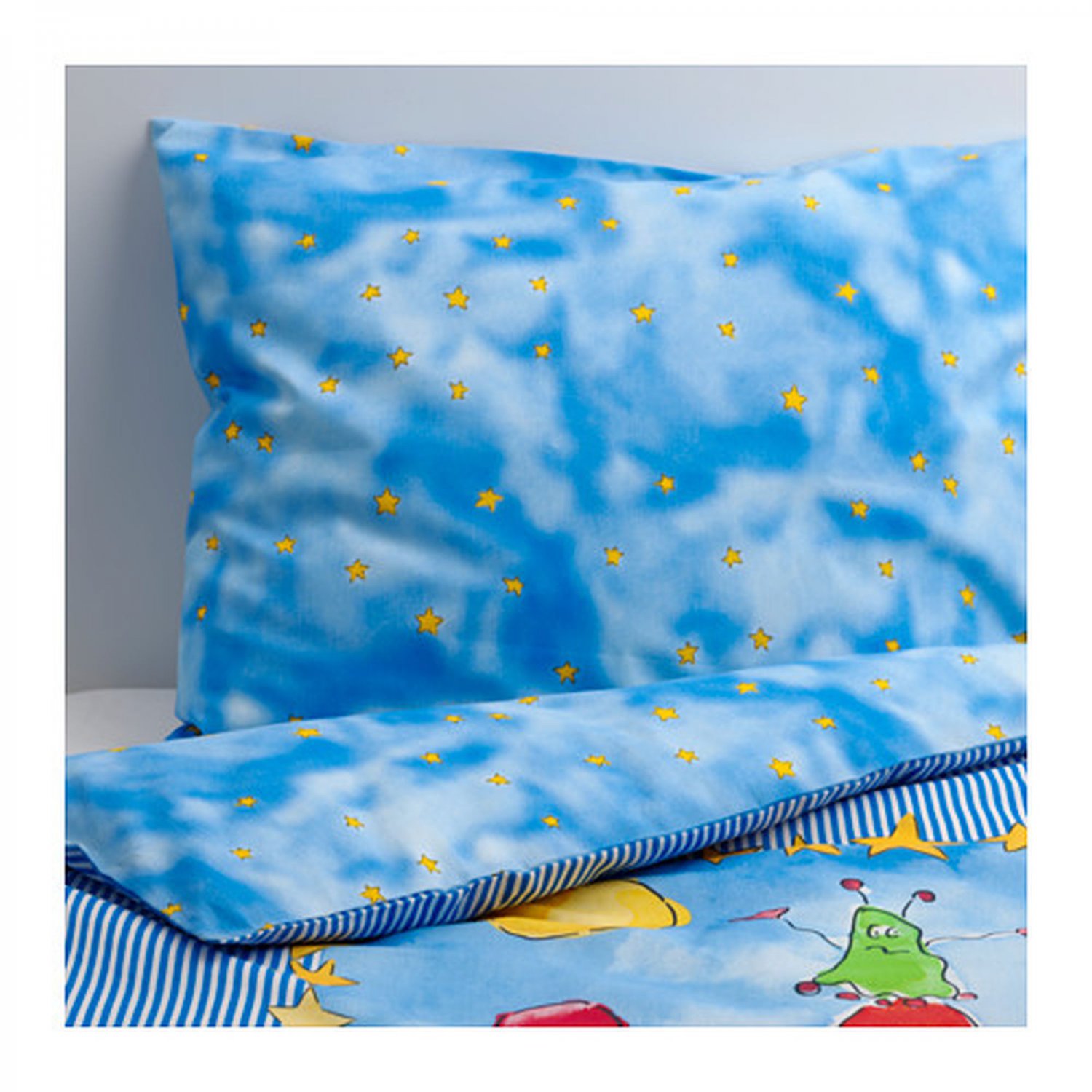 IKEA Rymdbas TWIN Duvet COVER Pillowcase Set ROCKET Astronaut Space ...