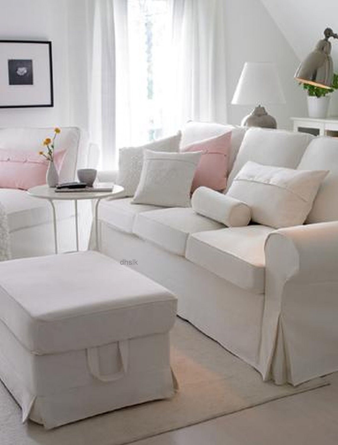Ikea Ektorp 3 Seat Sofa Slipcover Cover Blekinge White Cotton Twill New