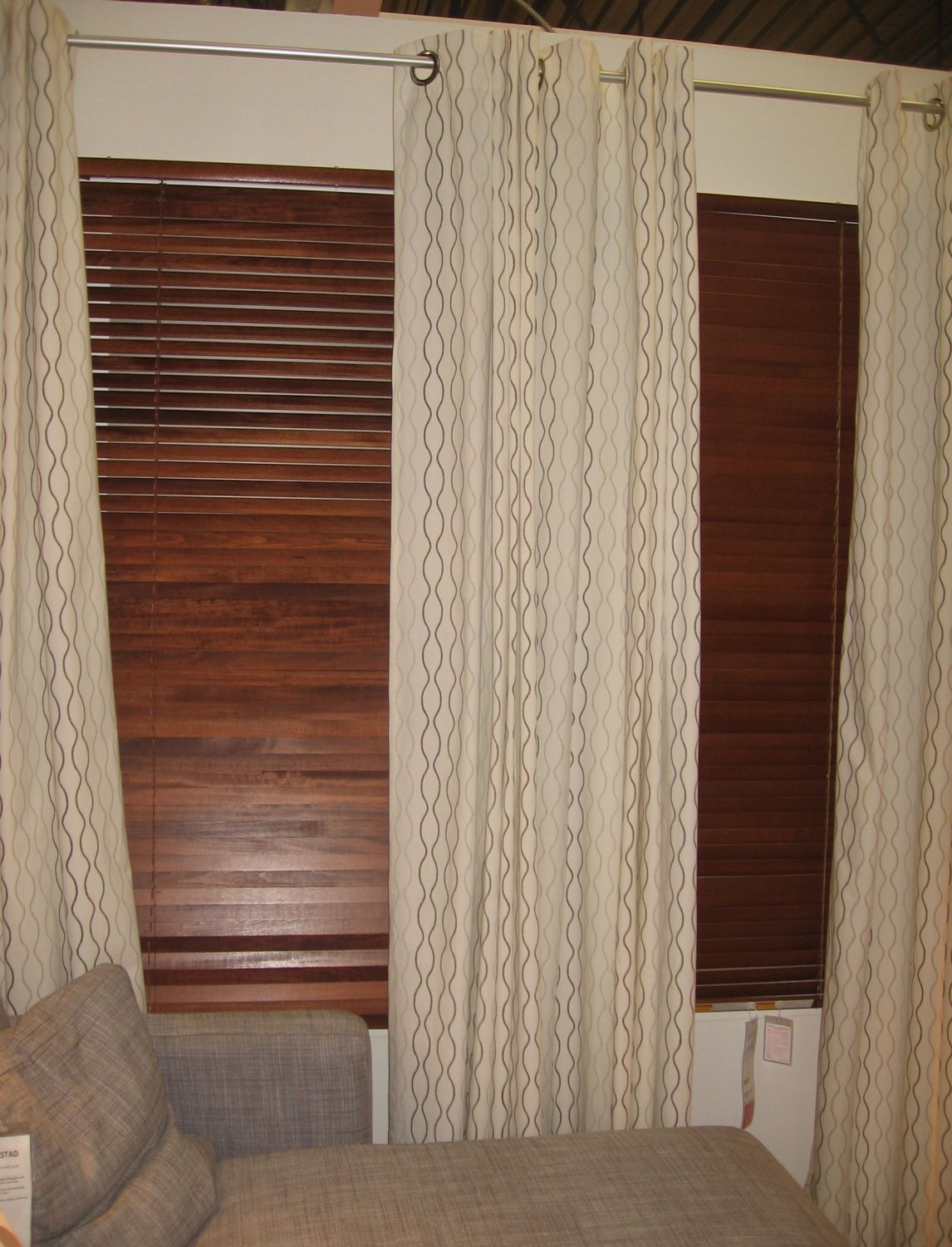 IKEA Henny Rand CURTAINS Drapes 2 Panels WHITE BROWN GRAY Cotton 98 ...