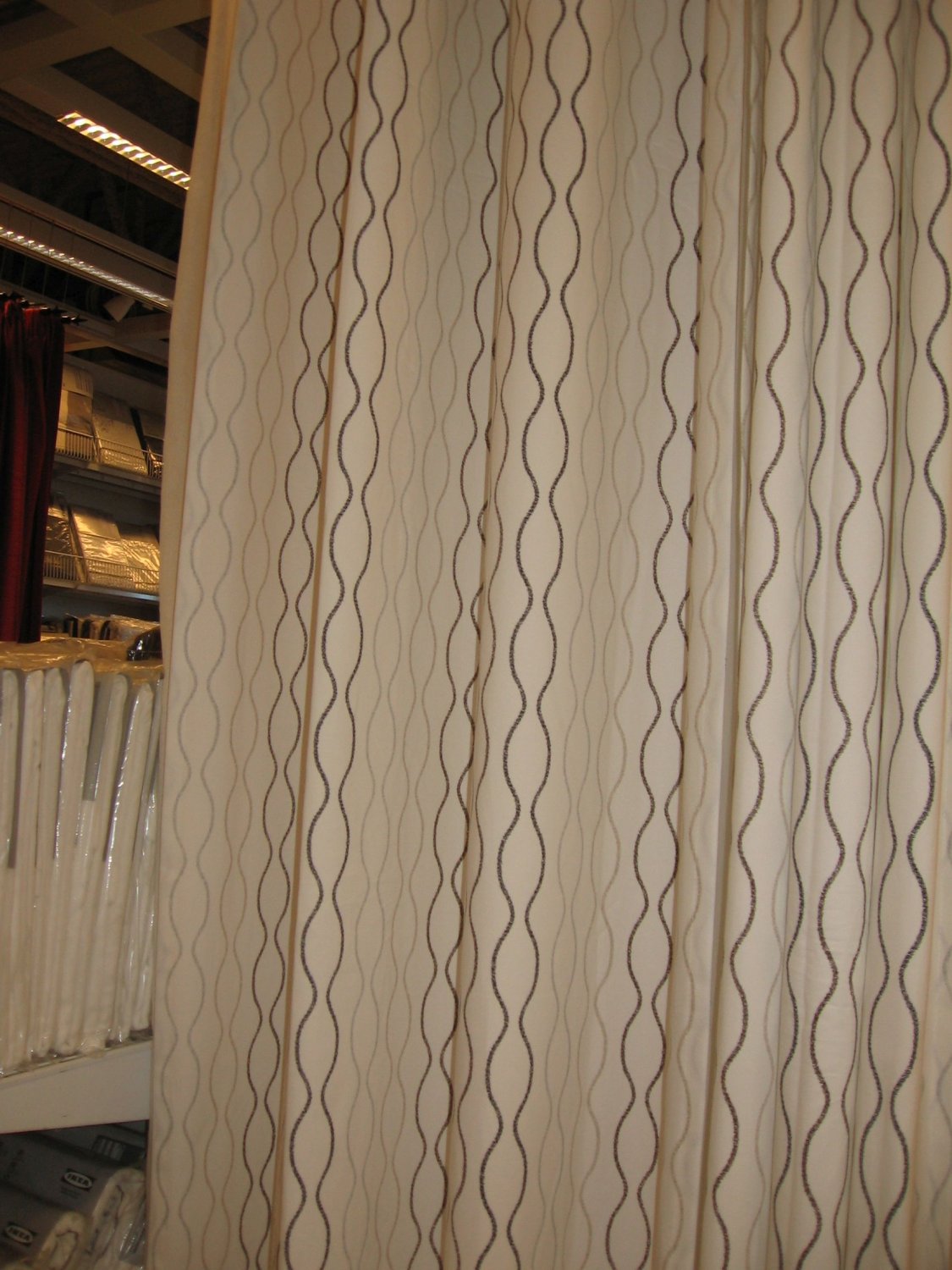 IKEA Henny Rand CURTAINS Drapes 2 Panels WHITE BROWN GRAY Cotton 98 ...