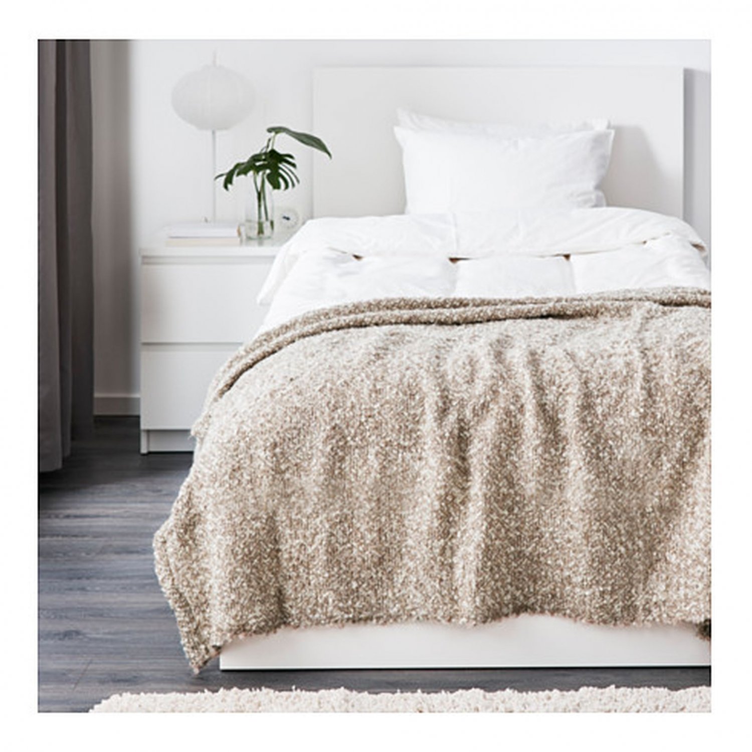 IKEA Stockholm Throw BLANKET Beige Mohair Acrylic Wool Photo PROP Textured Brown Xmas Gift s