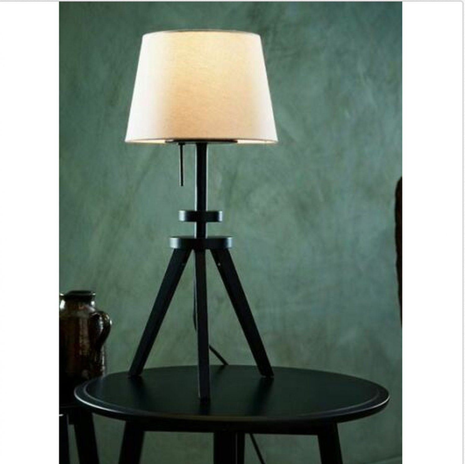 IKEA Lauters Table LAMP BASE Wood MODERN Brown Black Tripod