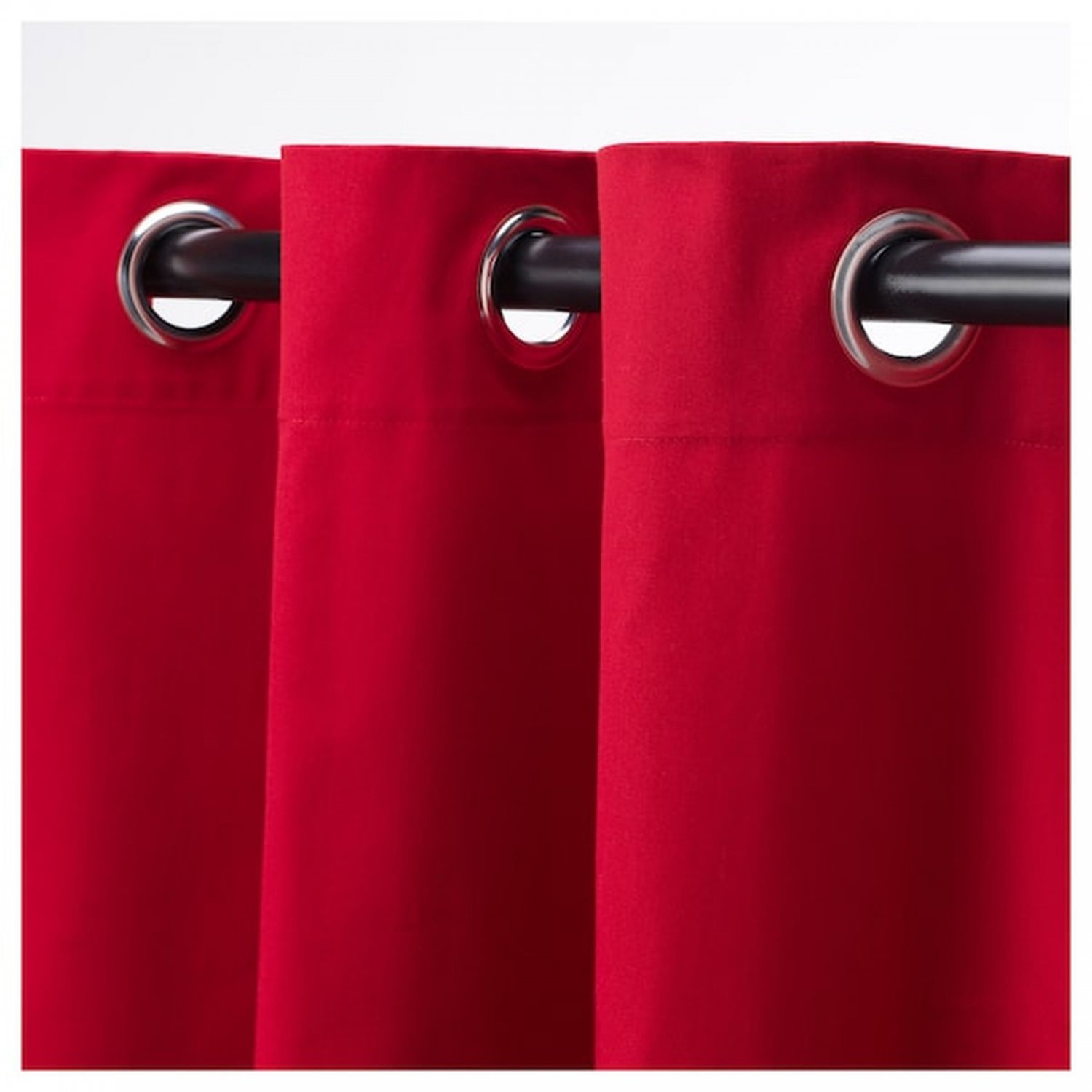 IKEA Merete CURTAINS Drapes 2 Panels RED Cotton 98" Grommet Eyelet Top ...