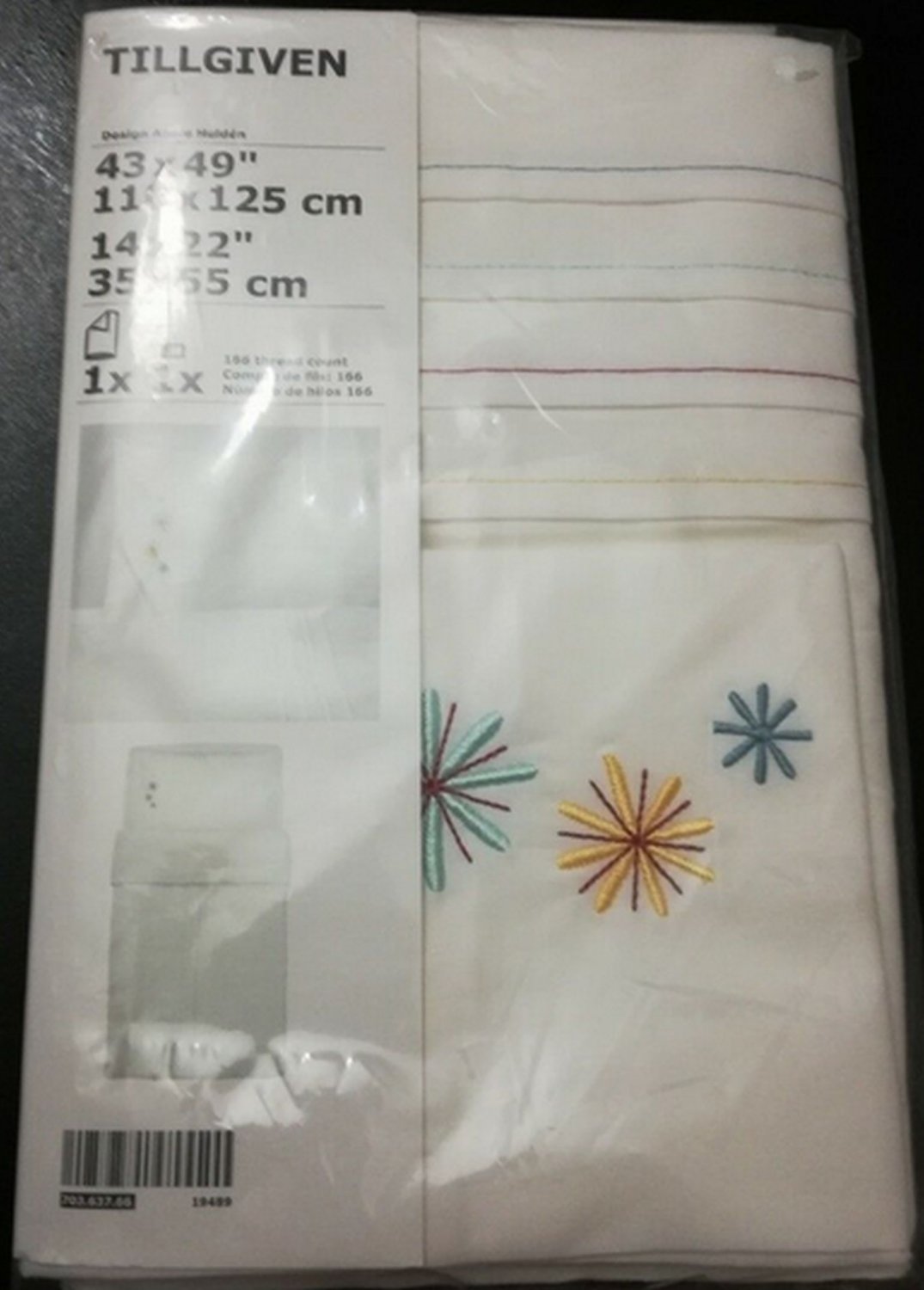 IKEA Tillgiven CRIB Duvet COVER Pillowcase SET White w Flower Starburst ...