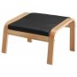 IKEA Poang LEATHER Footstool CUSHION ROBUST GLOSE BLACK Ottoman Cover ...