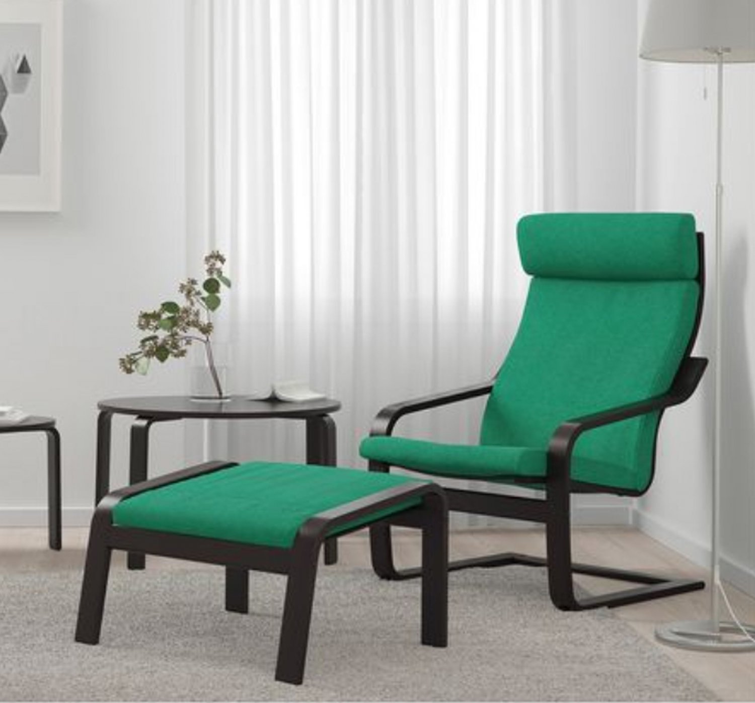 IKEA Poang POÄNG Footstool CUSHION Lysed BRIGHT GREEN Ottoman Cover