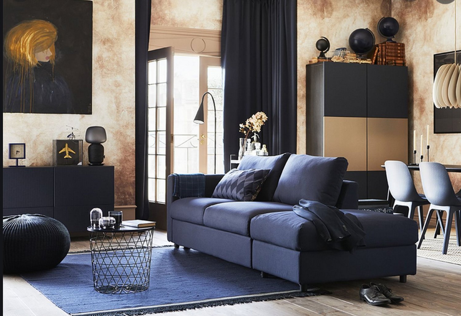 IKEA Stockholm 2017 BLUE Area RUG Mat WOOL Modern FLATWOVEN Handmade Xmas