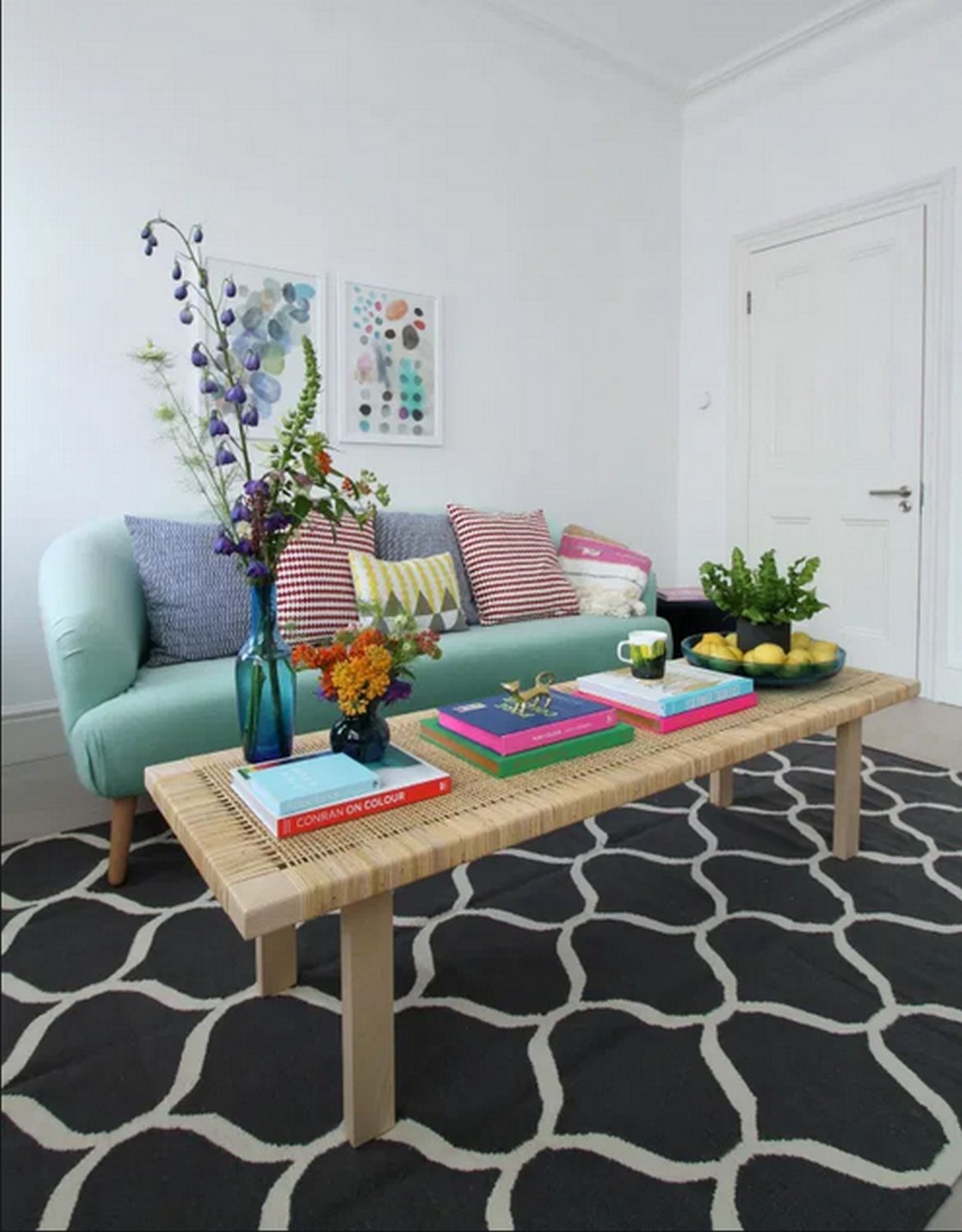 IKEA Stockholm 2017 Blue Area RUG Mat WOOL Modern FLATWOVEN Handmade ...