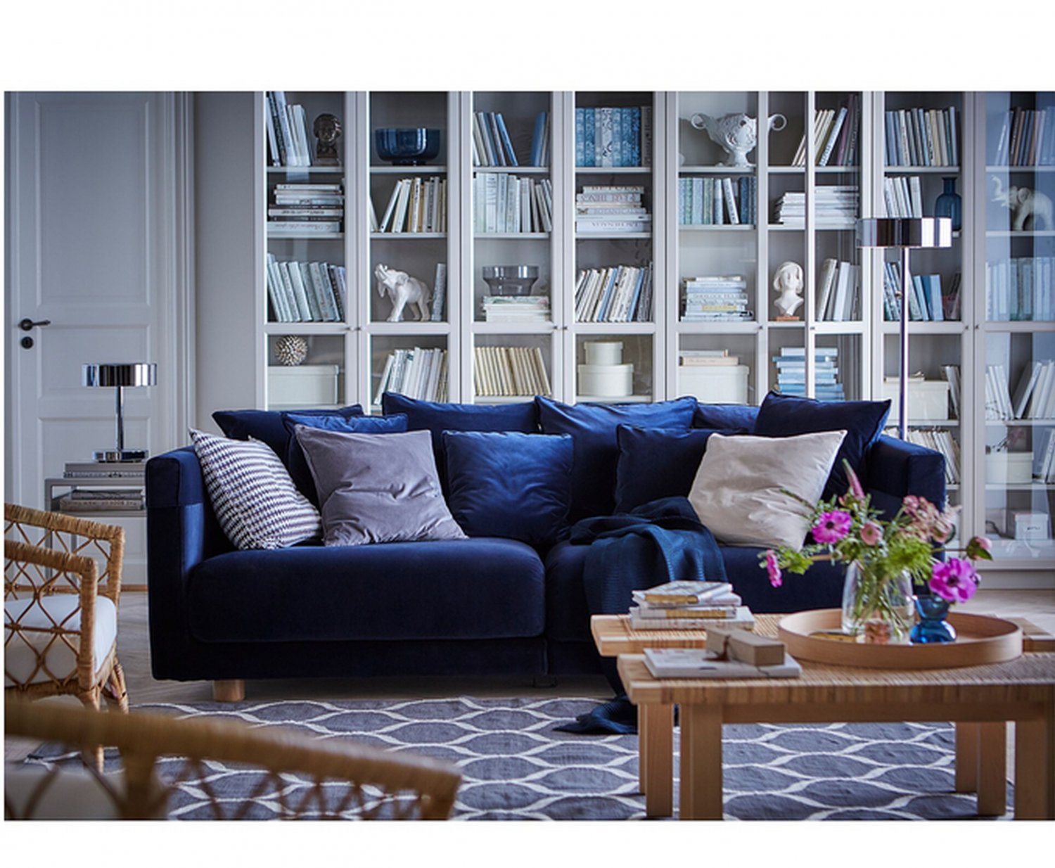 IKEA Stockholm 2017 Blue Area RUG Mat WOOL Modern FLATWOVEN Handmade ...