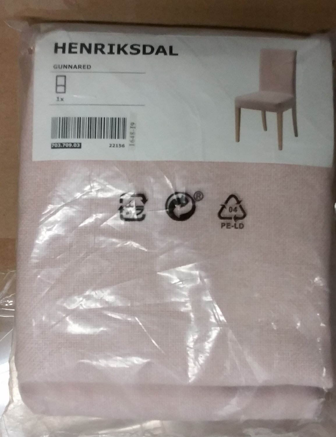 IKEA Henriksdal Chair SLIPCOVER Cover 21" 54cm GUNNARED LIGHT PINK Pale