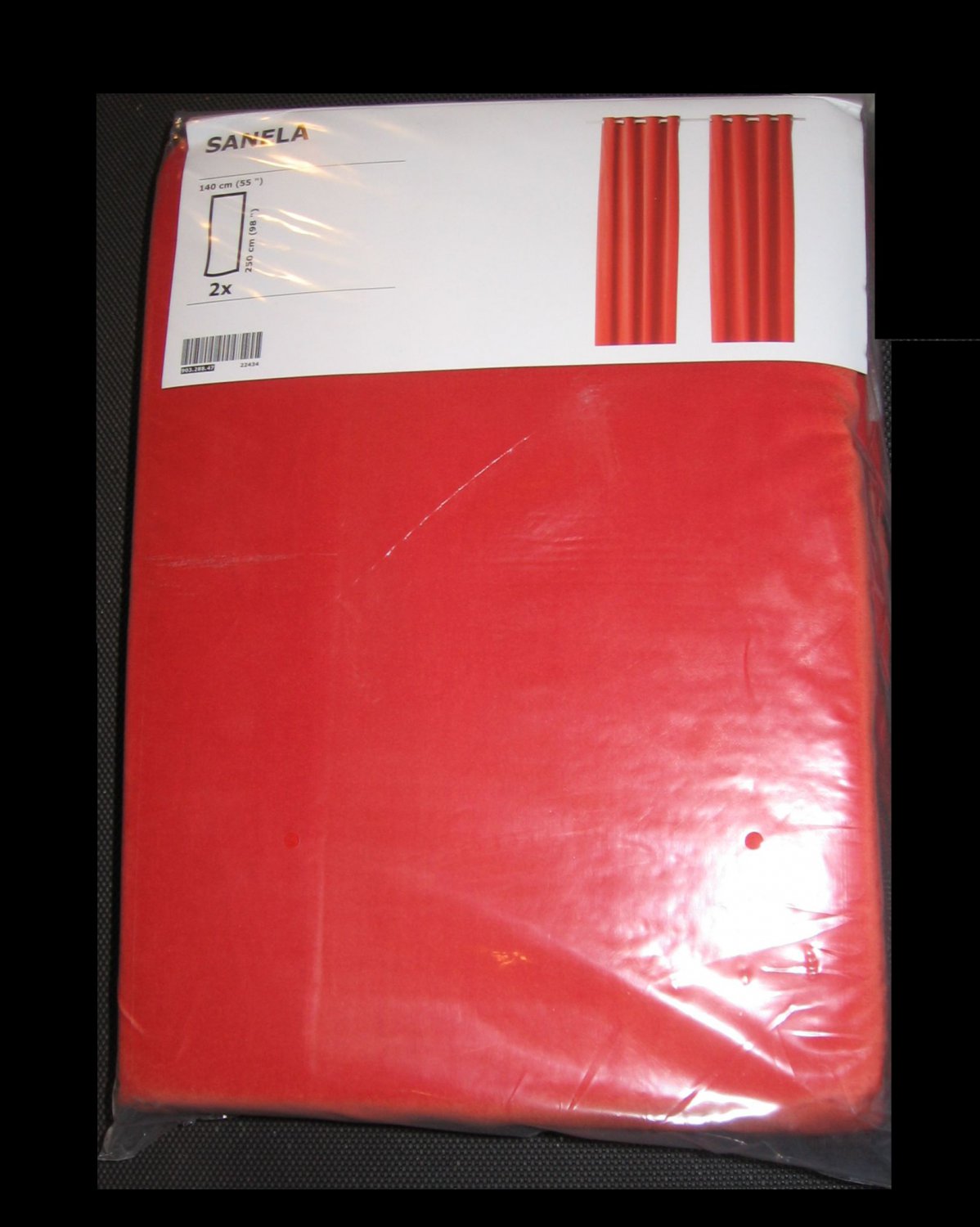 IKEA Sanela CURTAINS Drapes 2 Panels ORANGE VELVET 98" Grommet Eyelet ...