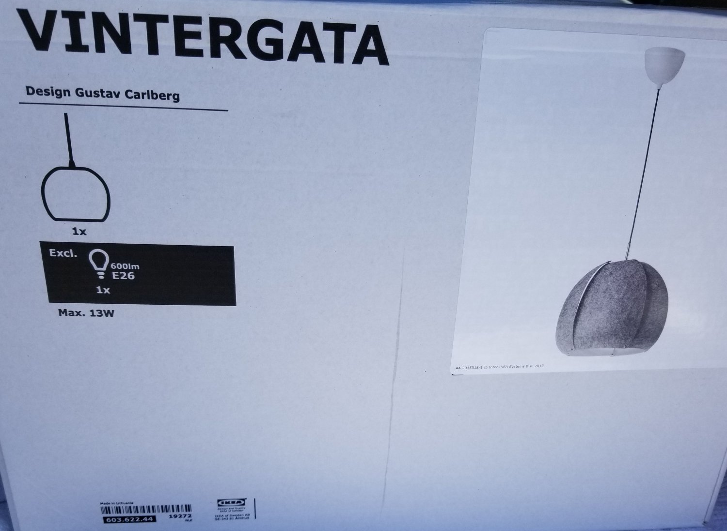 IKEA Vintergata Pendant Lamp CEILING LIGHT Modern GRAY Contemporary ...