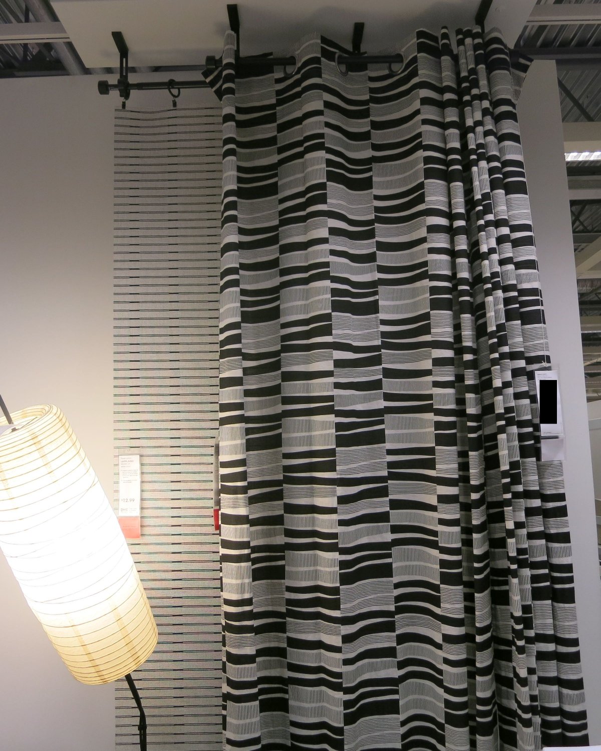 IKEA Lappljung Rand CURTAINS Drapes BLACK White MODERN Ethnic LINEN ...