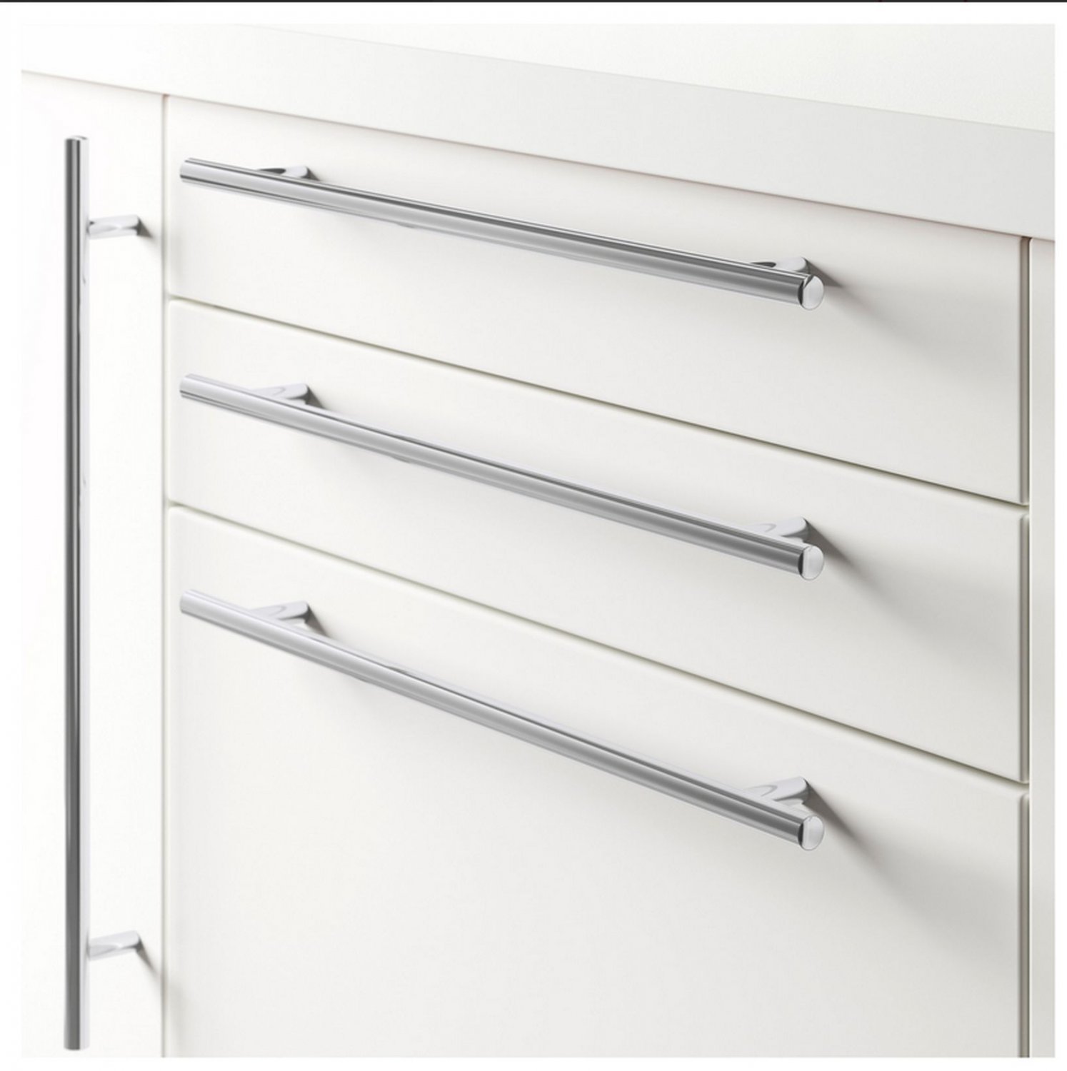 IKEA Lansa Drawer HANDLES Cabinet Pulls CHROME Silver 445mm Modern ...