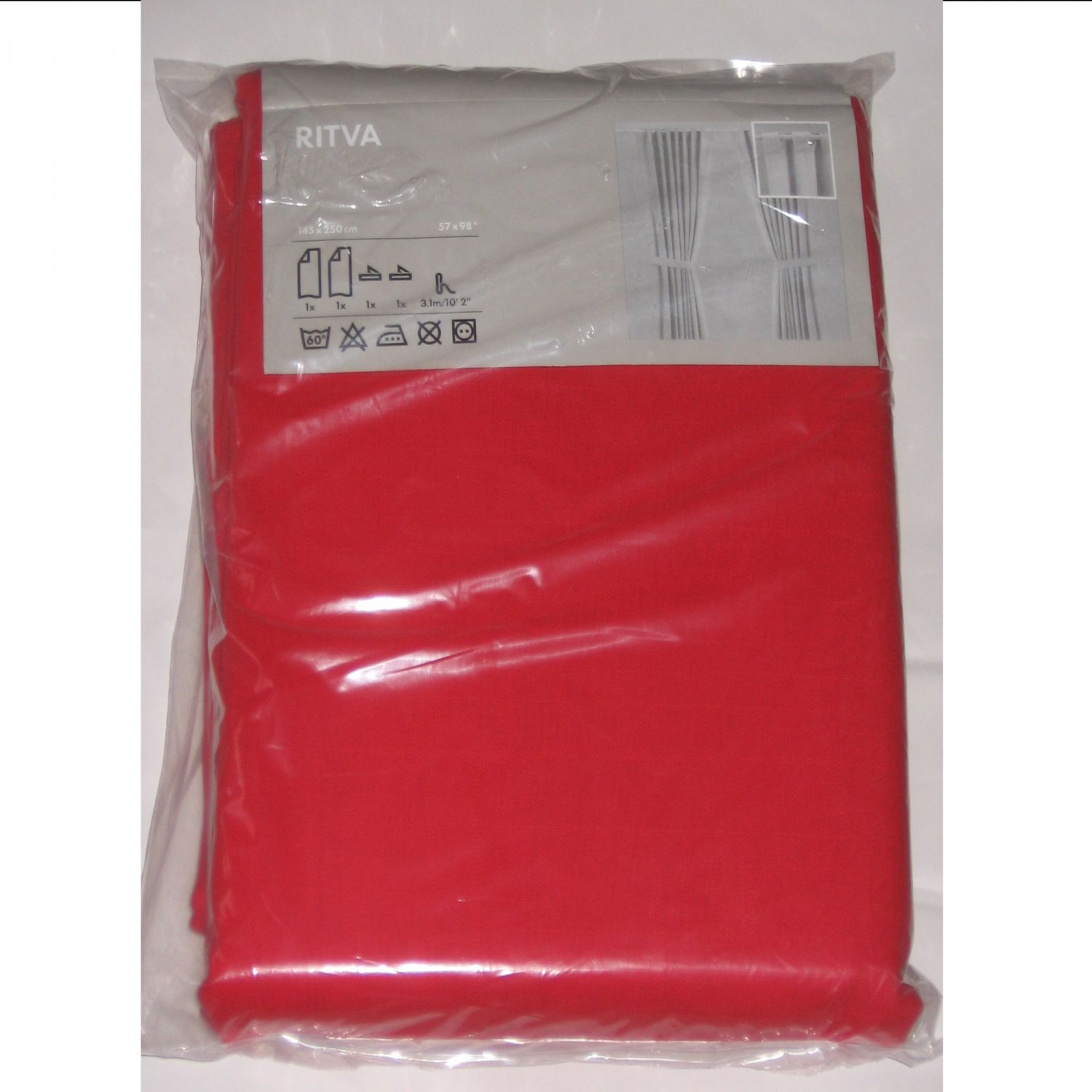 IKEA Ritva RED CURTAINS Drapes w tie-backs HEAVY COTTON 98" discontinued