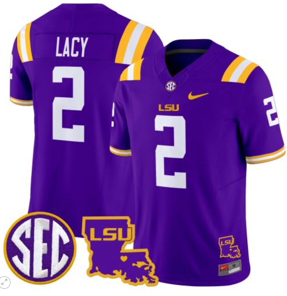 Kyren Lacy Jersey #2 LSU Tigers 2024 Louisiana Patch Vapor College ...