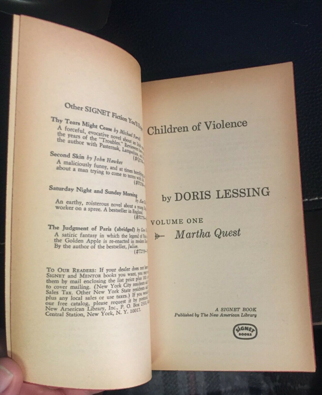 Martha Quest - Doris Lessing (Signet T2874 - 1966 1st pb - Children of ...